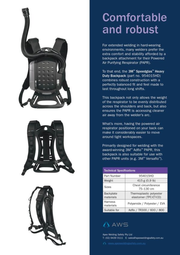 3M Speedglas Papr Back Pack For Adflo Welding Helmets Backpack Harness ...