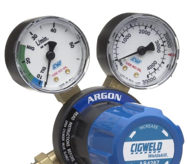 Cigweld Twin Gauge Argon Gas Regulator / Flowmeter, Welding Pressure - Electroweld