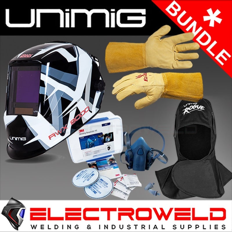 Unimig Razor Rwx8000 Welding Bundle *helmet + Respirator Kit + Gloves ...