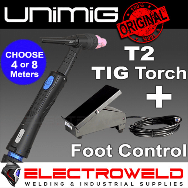 Unimig T2 TIG Welding Torch, Umt2f4m + Foot Control Pedal, Utjrfc-4 For ...
