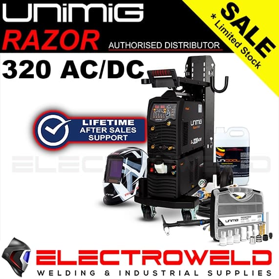 Unimig Razor 320 Acdc Welder, Helmet, Consumables, Torch, Trolley ...