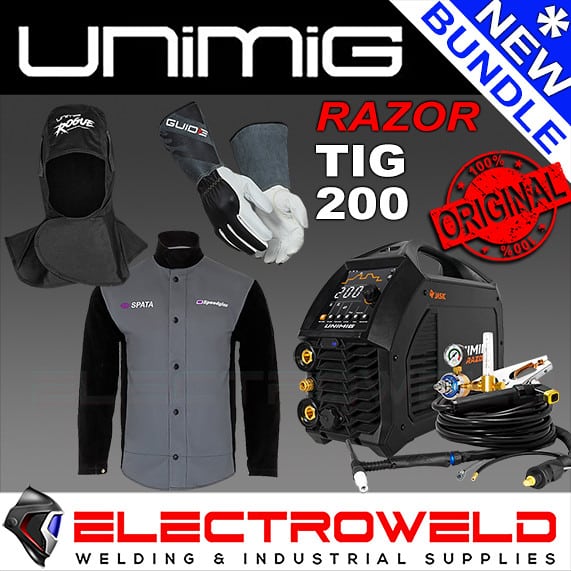 UNIMIG Razor 200 ACDC Tig Stick Welder, U12002K + Welding Jacket ...